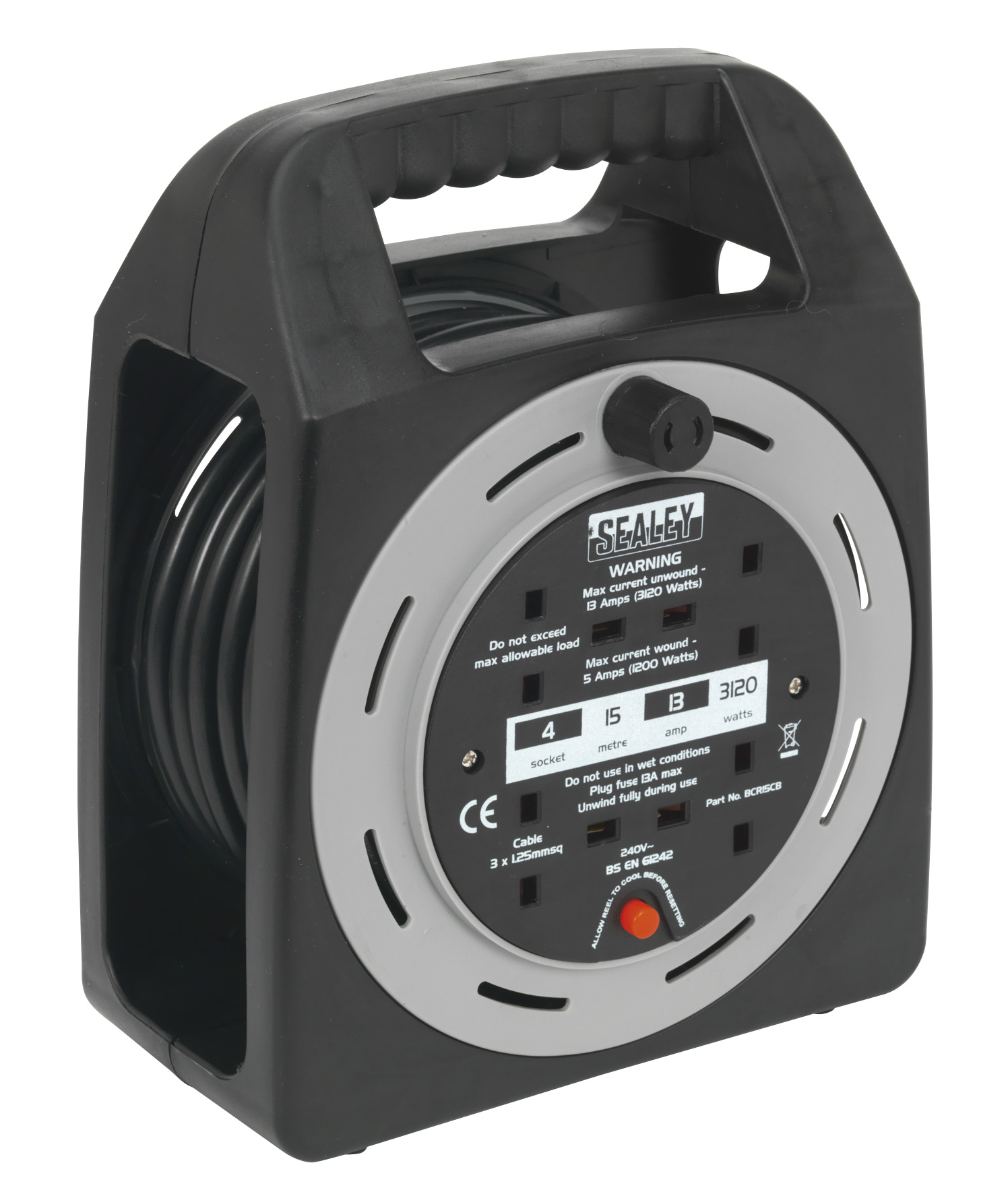 BRC15CB Cable Reel Box Type 15Mtr 4 X 230V