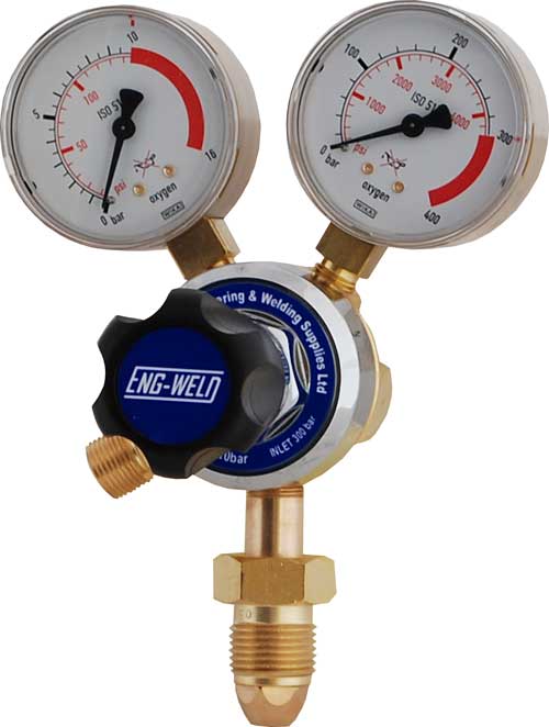 A110617 Single Stage 2 Gauge Oxygen 10 Bar Bottom Entry Regulator