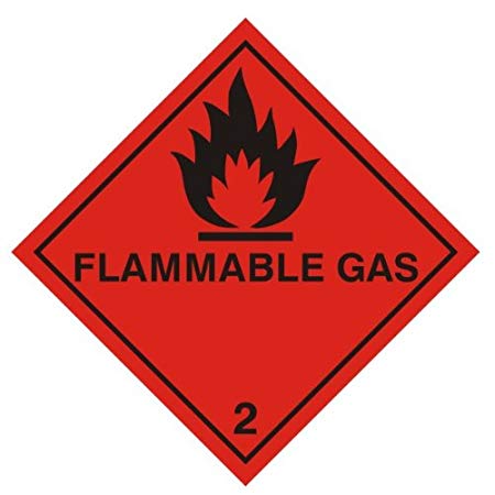 Diamond Shape Warning Sign 200mm Flammable Gas