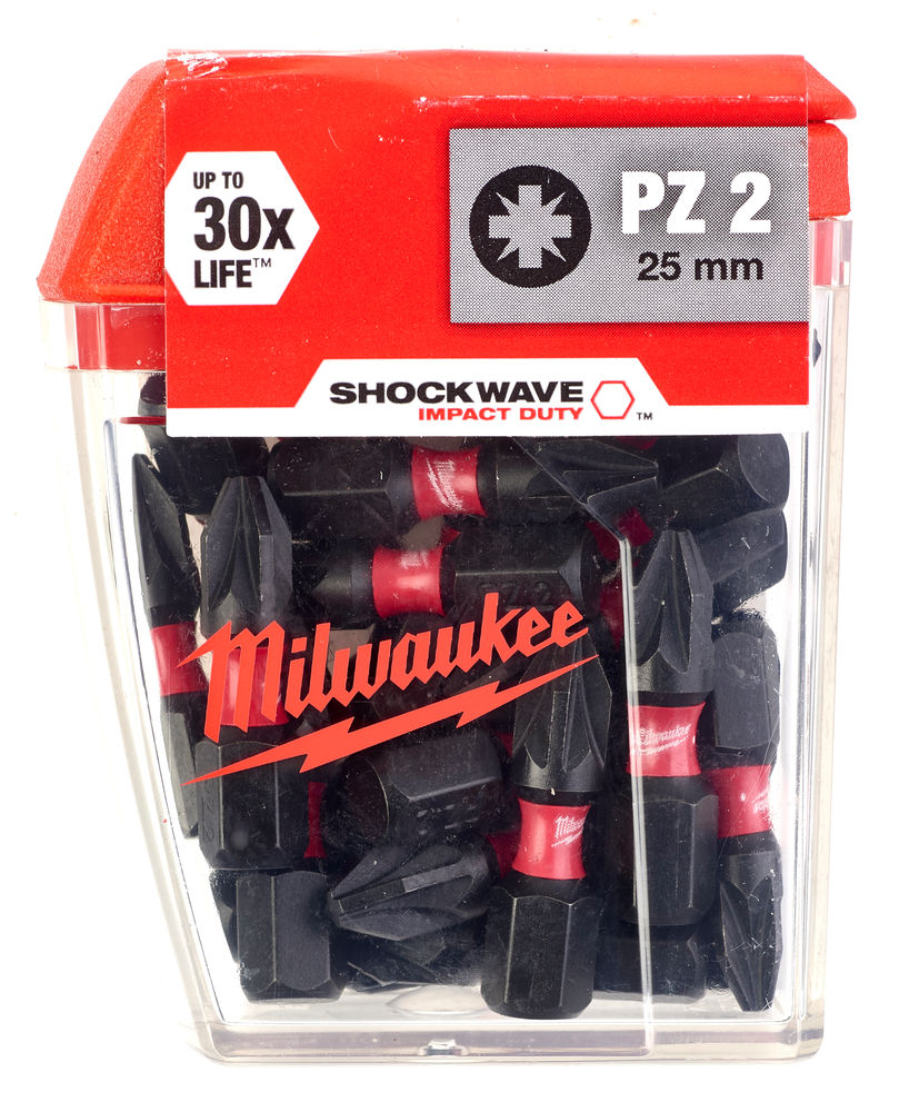Milwaukee Shockwave PZ2 25mm Screwdriver Bits 25 Pack 4932430864