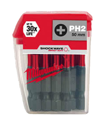 Milwaukee Shockwave PH2 50mm Screwdriver Bits 10 Pack 4932430855